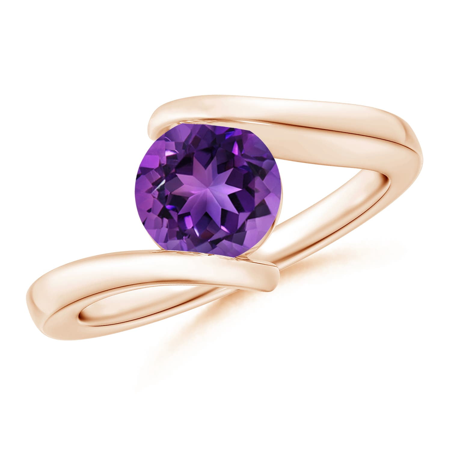ANGARA Natural Bar-Set Solitaire Round 1.15 ct Amethyst Bypass Ring in ...