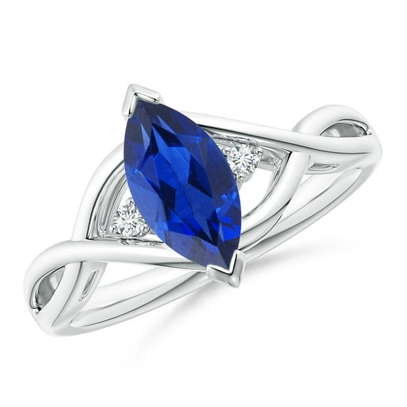 ANGARA Natural 1.15 ct Blue Sapphire Engagement Ring with Diamonds in ...