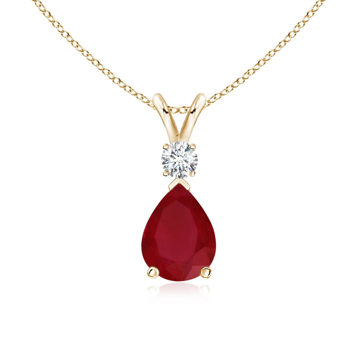Angara Natural 1.15 ct Ruby Teardrop Pendant Necklace for Women in 14K ...