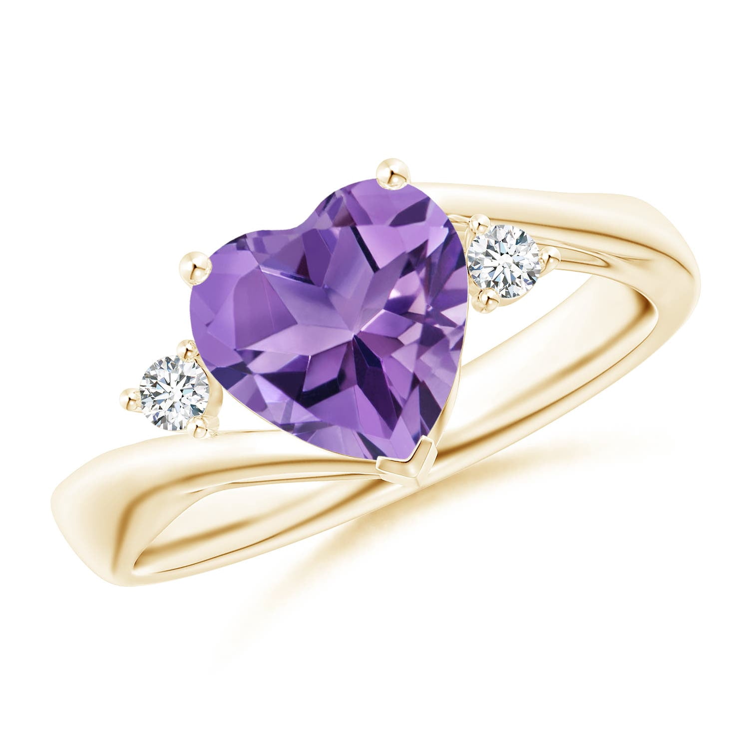 ANGARA Natural Heart-Shaped 1.5 ct Amethyst Bypass Ring with Diamonds ...