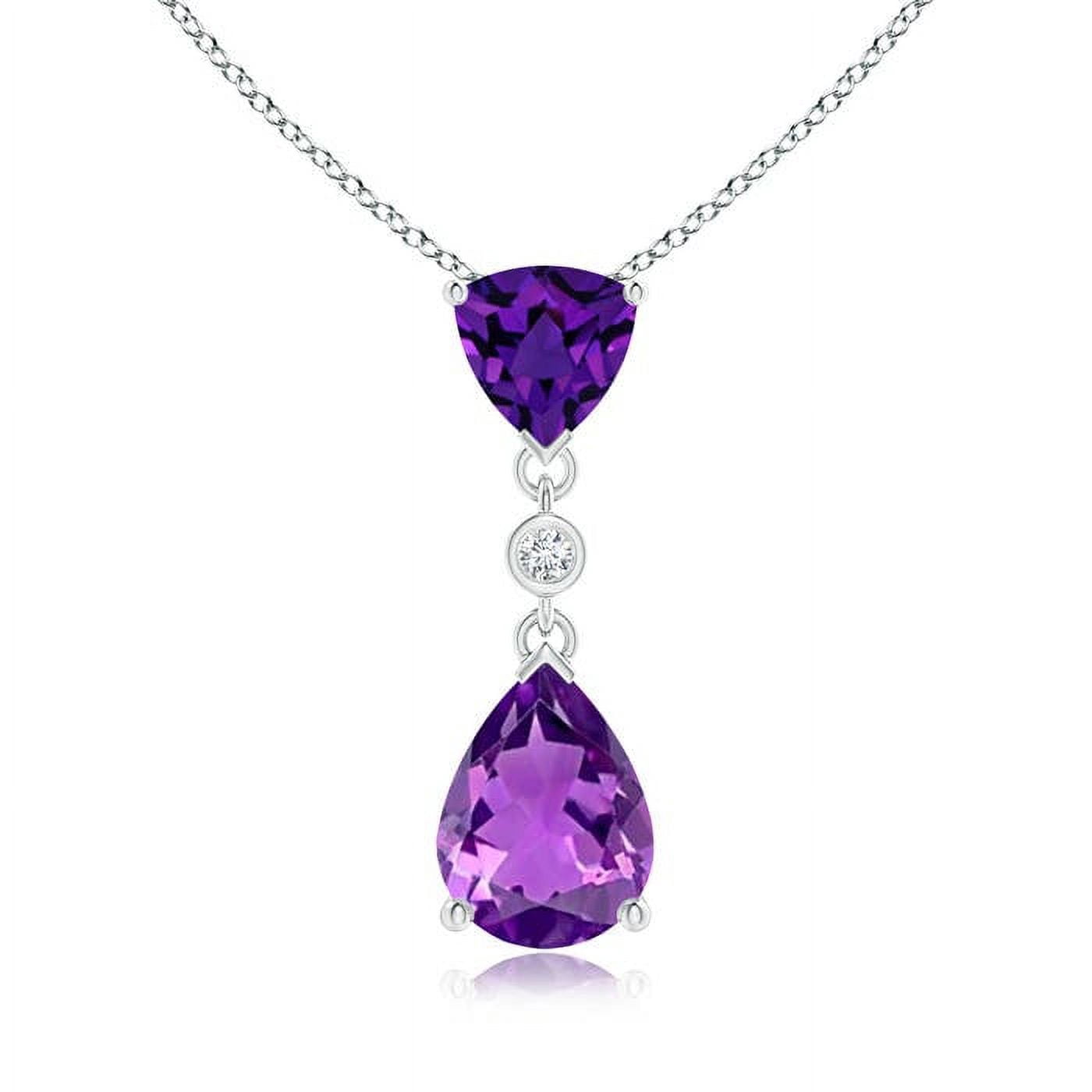 ANGARA Natural & Pear 1 ct Amethyst Drop Pendant with Diamond in 925 ...