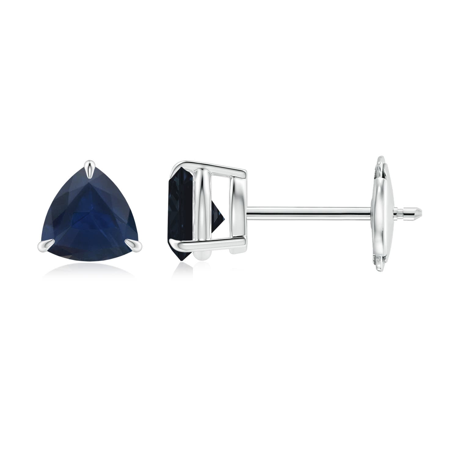 ANGARA Natural 1 Ct Claw-Set Trillion Sapphire Stud Earrings in 14K ...