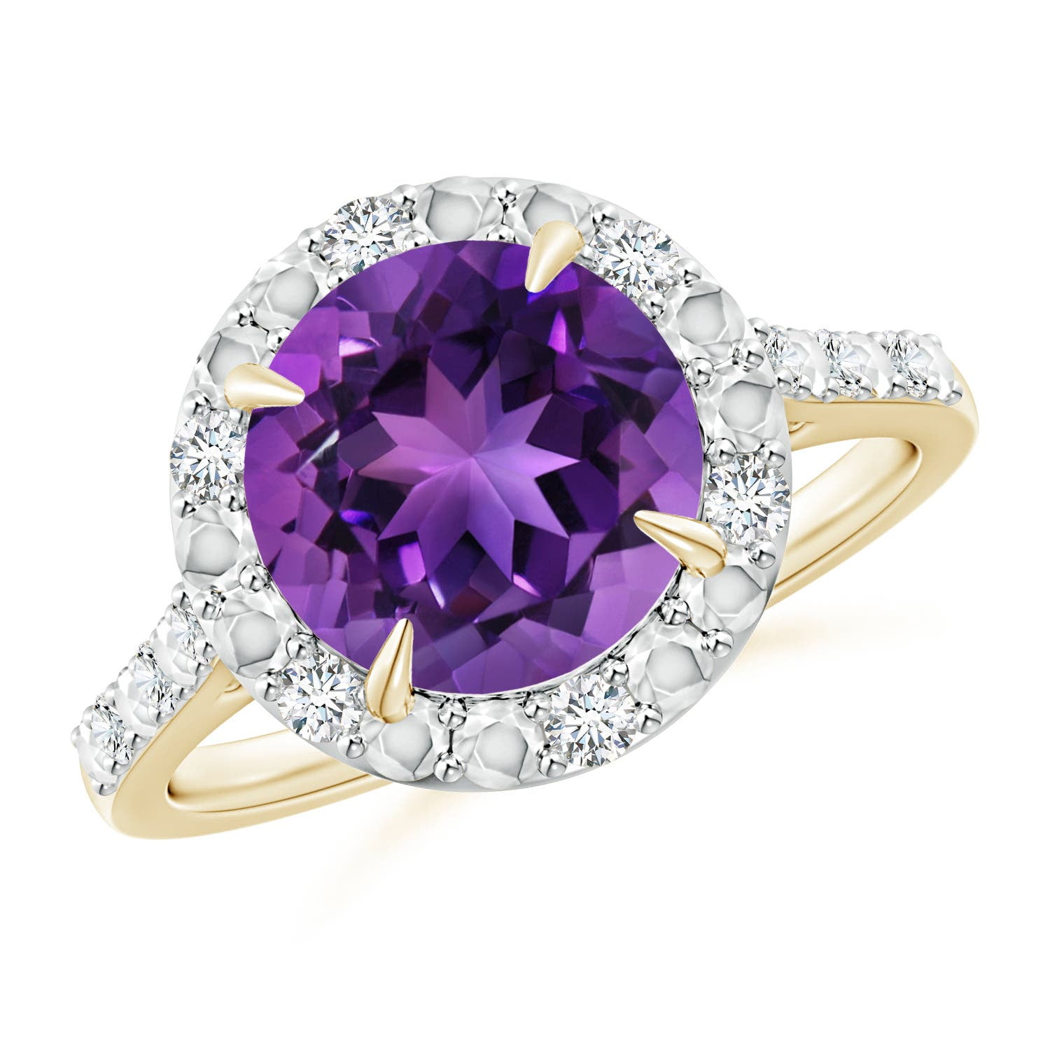 ANGARA Natural Round 2.45 ct Amethyst Engagement Ring with Diamond Halo ...