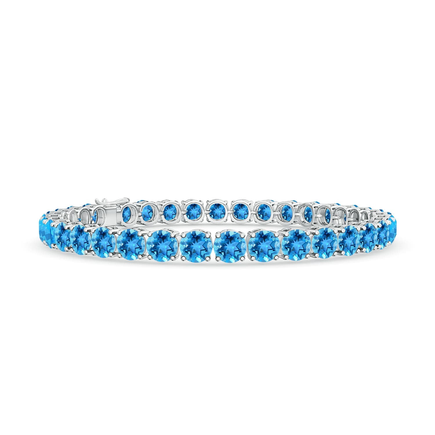 ANGARA Natural 21 ct Swiss Blue Topaz Linear Tennis Bracelet in 925 ...