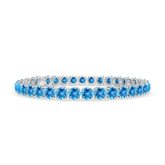 ANGARA Natural 21 ct Swiss Blue Topaz Linear Tennis Bracelet in 925 ...