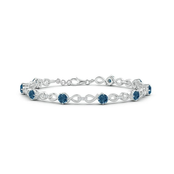 ANGARA Natural 3.2 ct London Blue Topaz and Diamond Infinity Link ...