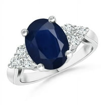 ANGARA Natural Oval 2 ct Blue Sapphire Split Shank Halo Ring in 14K ...