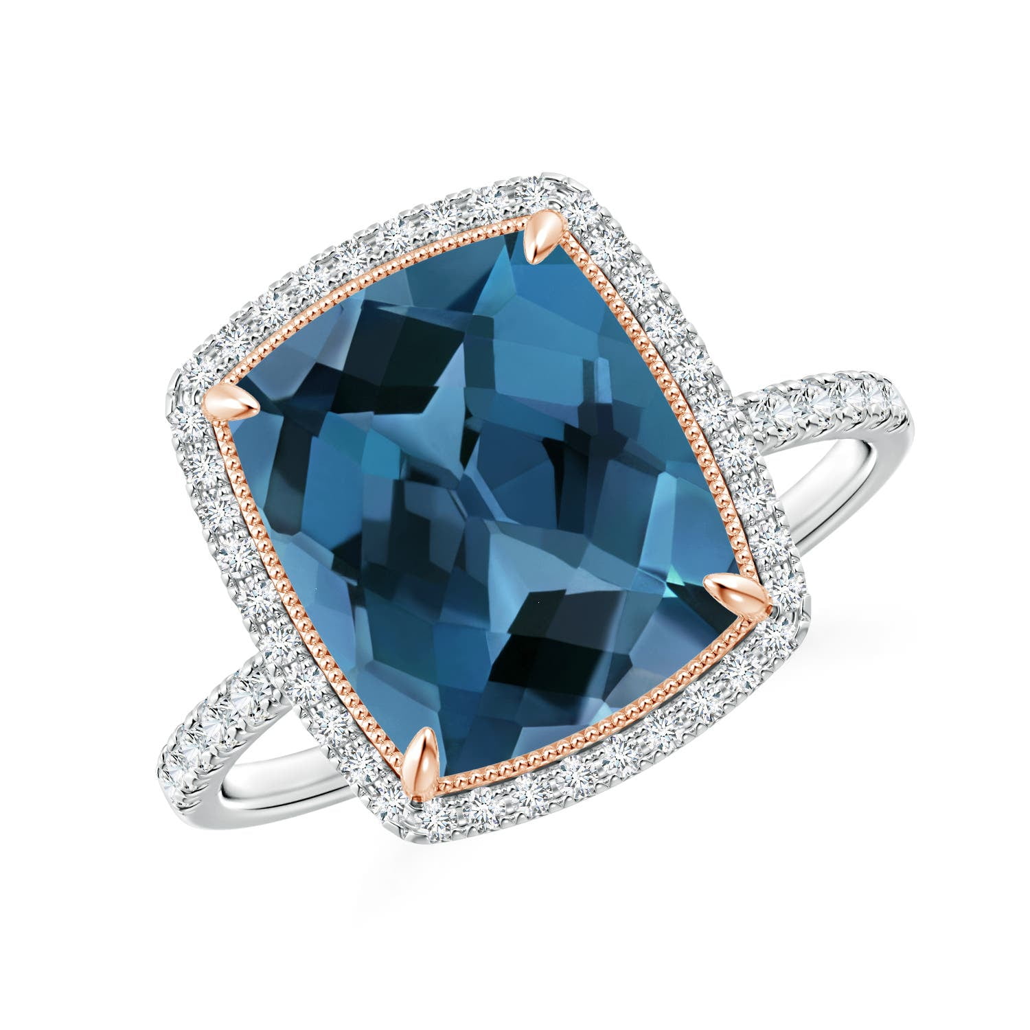 ANGARA Natural 4.5 ct London Blue Topaz & Diamond Ring in 14K White ...