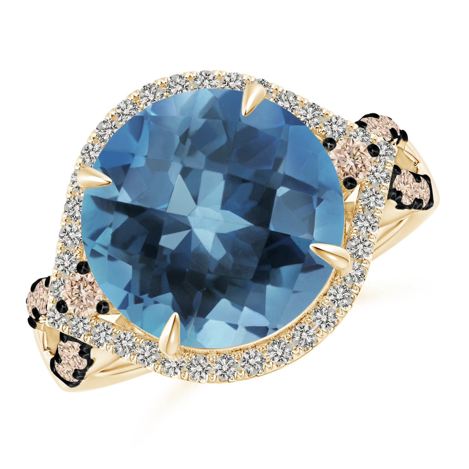 ANGARA Natural 6.25 ct London Blue Topaz Cocktail Ring with Coffee ...