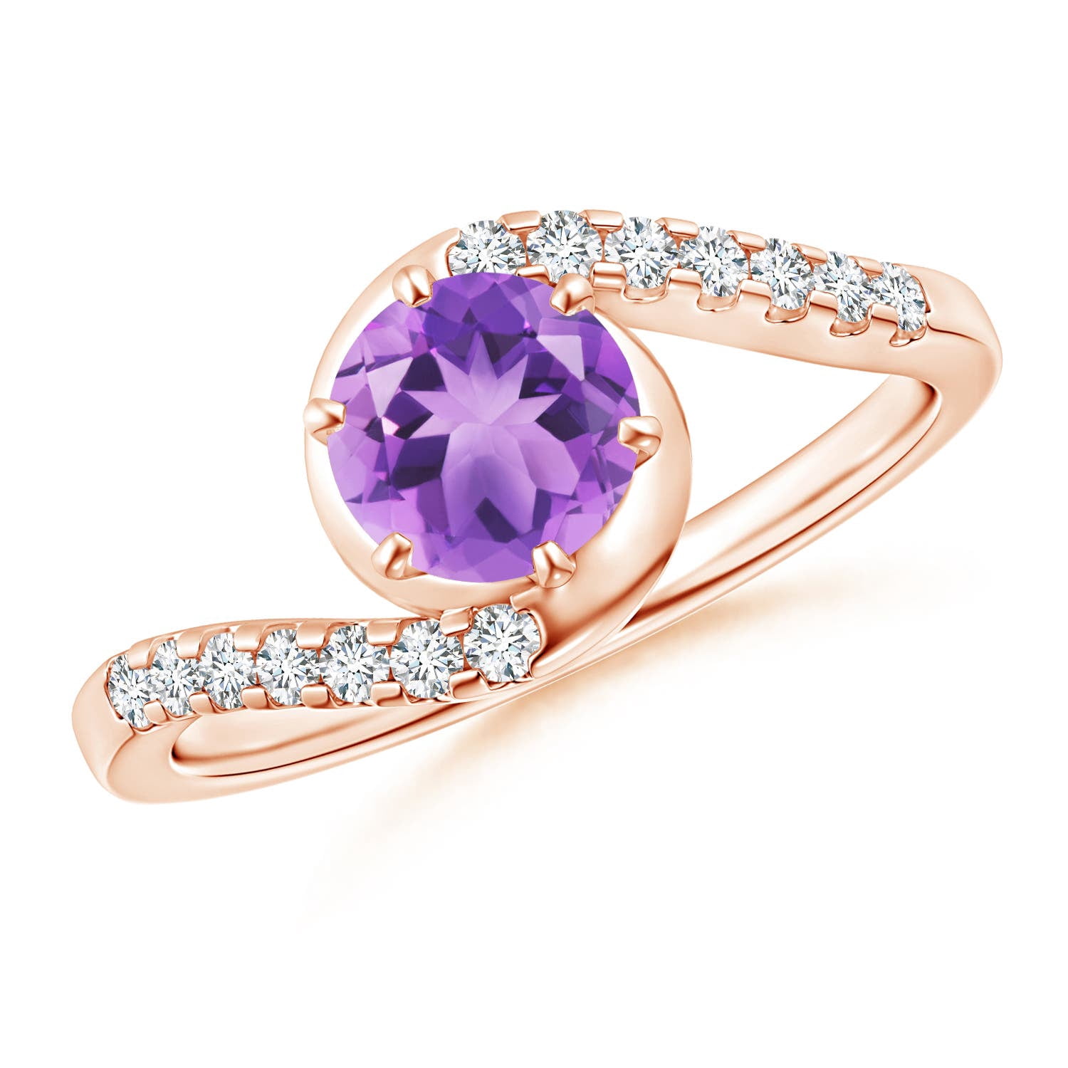 ANGARA Natural Amethyst with Diamond Solitaire Ring in 14K Rose Gold ...