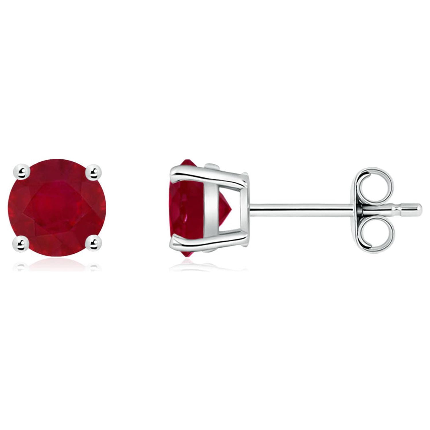 ANGARA Natural Basket-Set Round 1.2 ct Ruby Studs in 925 Sterling ...