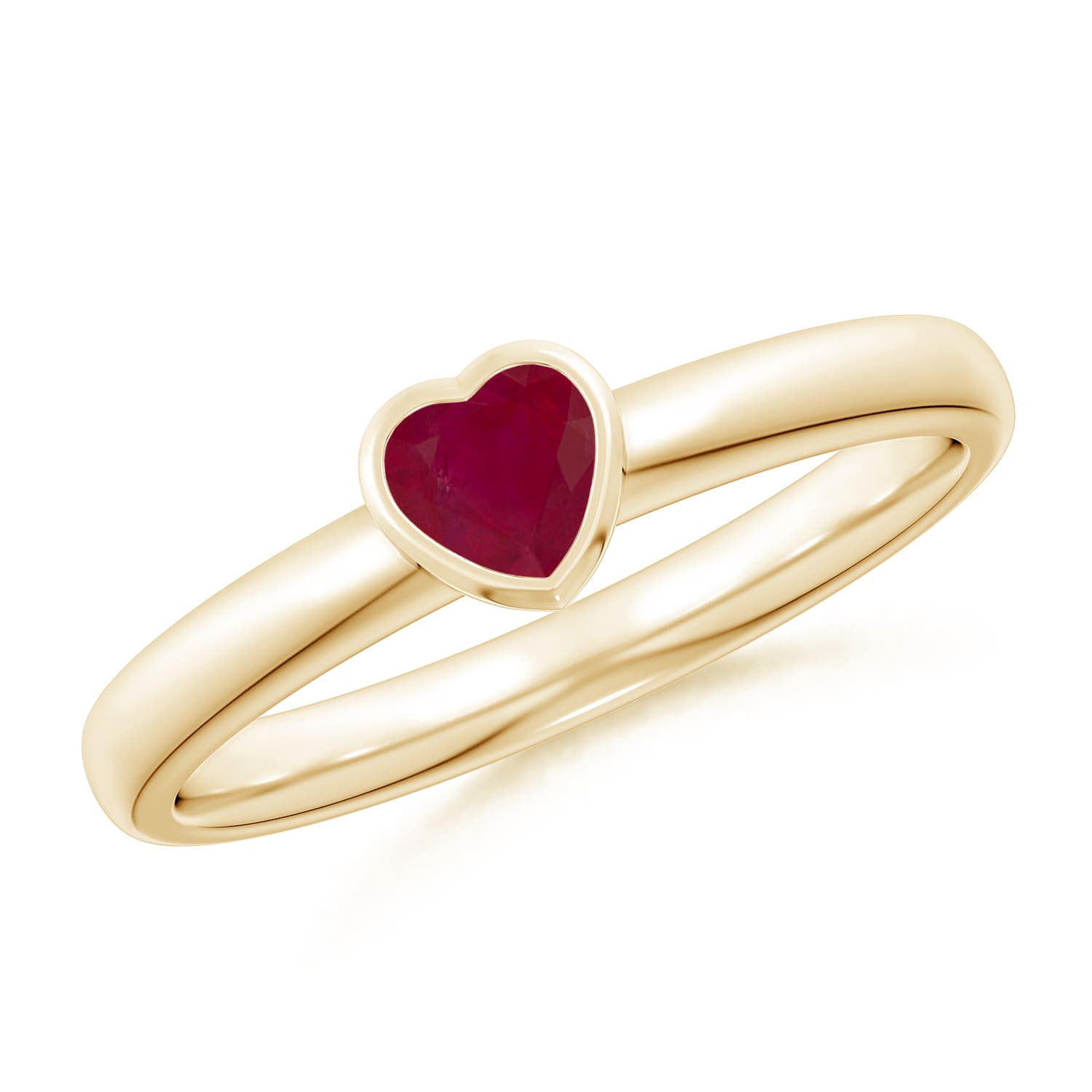 ANGARA Natural Bezel-Set Solitaire Heart Ruby Promise Ring in 14K ...