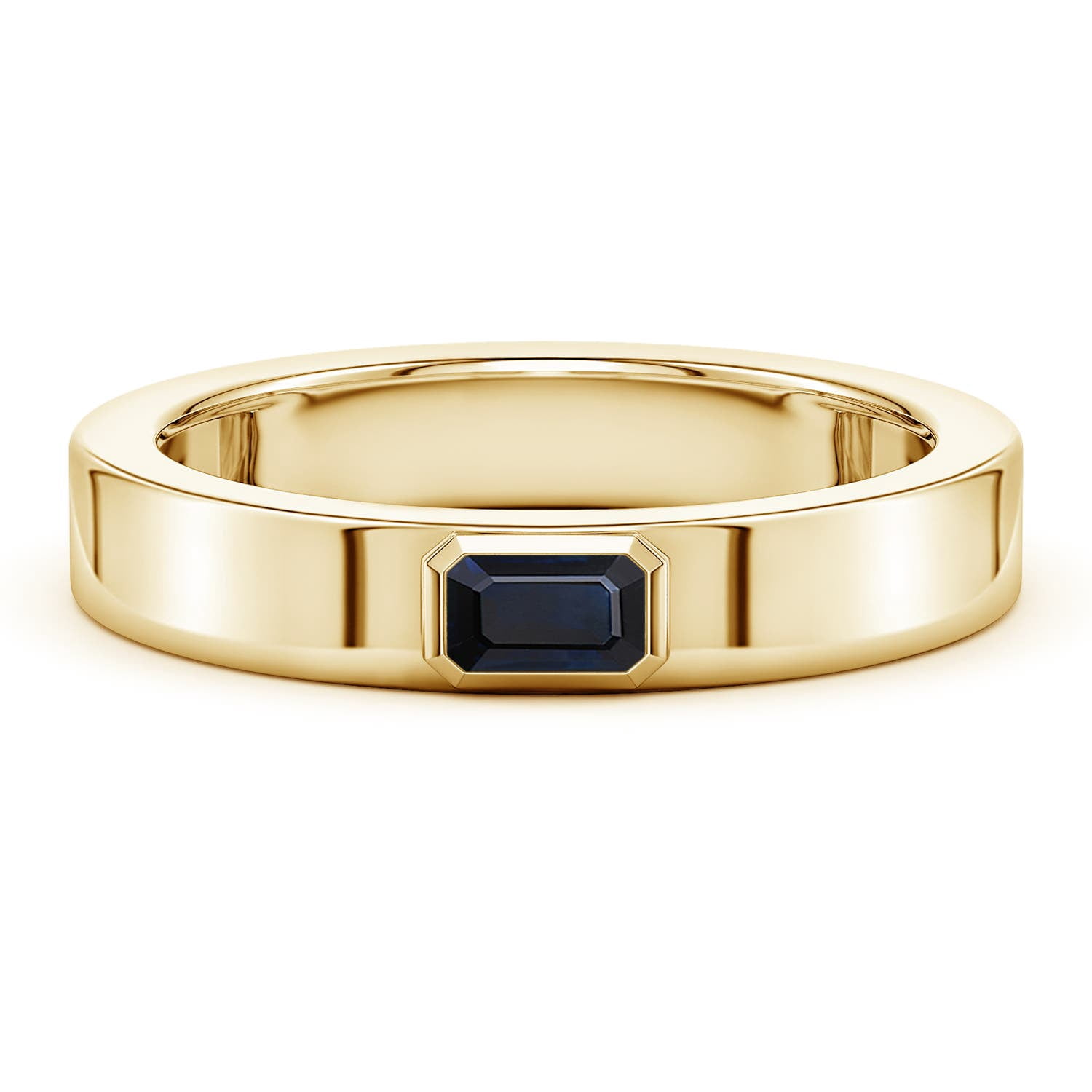 ANGARA Natural Blue Sapphire Ring for Men - Bezel Set Emerald-Cut ...