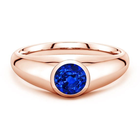 ANGARA Natural Blue Sapphire Ring for Men - Round Sapphire Men’s Signet ...