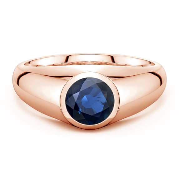 ANGARA Natural Blue Sapphire Ring for Men - Round Sapphire Men’s Signet ...