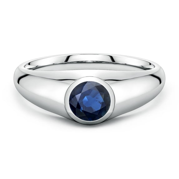 ANGARA Natural Blue Sapphire Ring for Men - Round Sapphire Men’s Signet ...