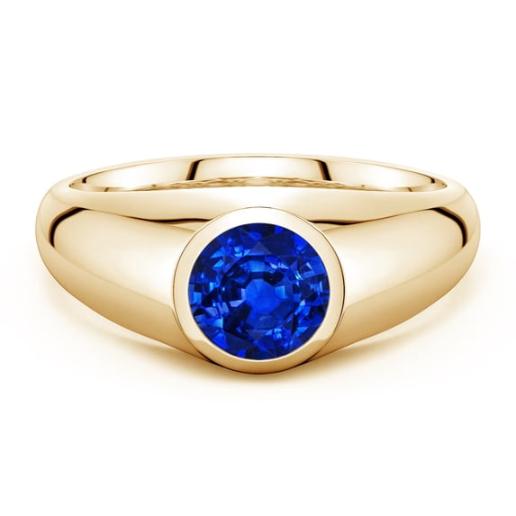 ANGARA Natural Blue Sapphire Ring for Men - Round Sapphire Men’s Signet ...