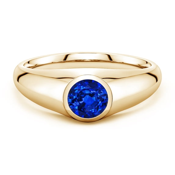 ANGARA Natural Blue Sapphire Ring for Men - Round Sapphire Men’s Signet ...