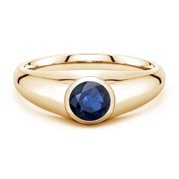 ANGARA Natural Blue Sapphire Ring for Men - Round Sapphire Men’s Signet ...