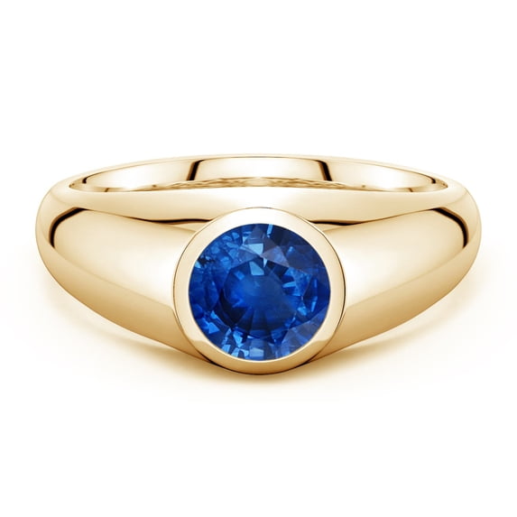 ANGARA Natural Blue Sapphire Ring for Men - Round Sapphire Men’s Signet ...