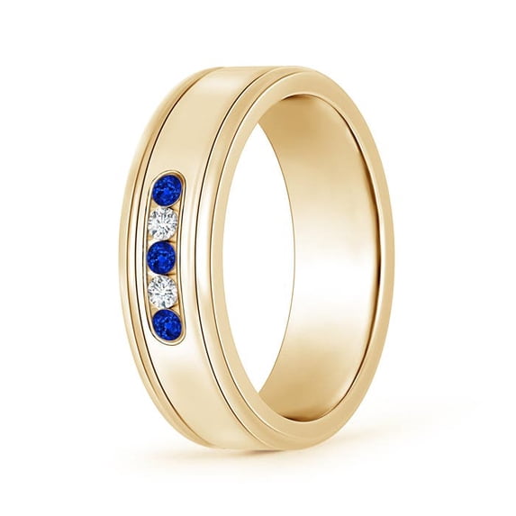 ANGARA Natural Blue Sapphire Wedding Ring for Men - Round Sapphire and ...