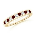 ANGARA Natural Channel Set Ruby and Diamond Semi Eternity Ring in 14K ...