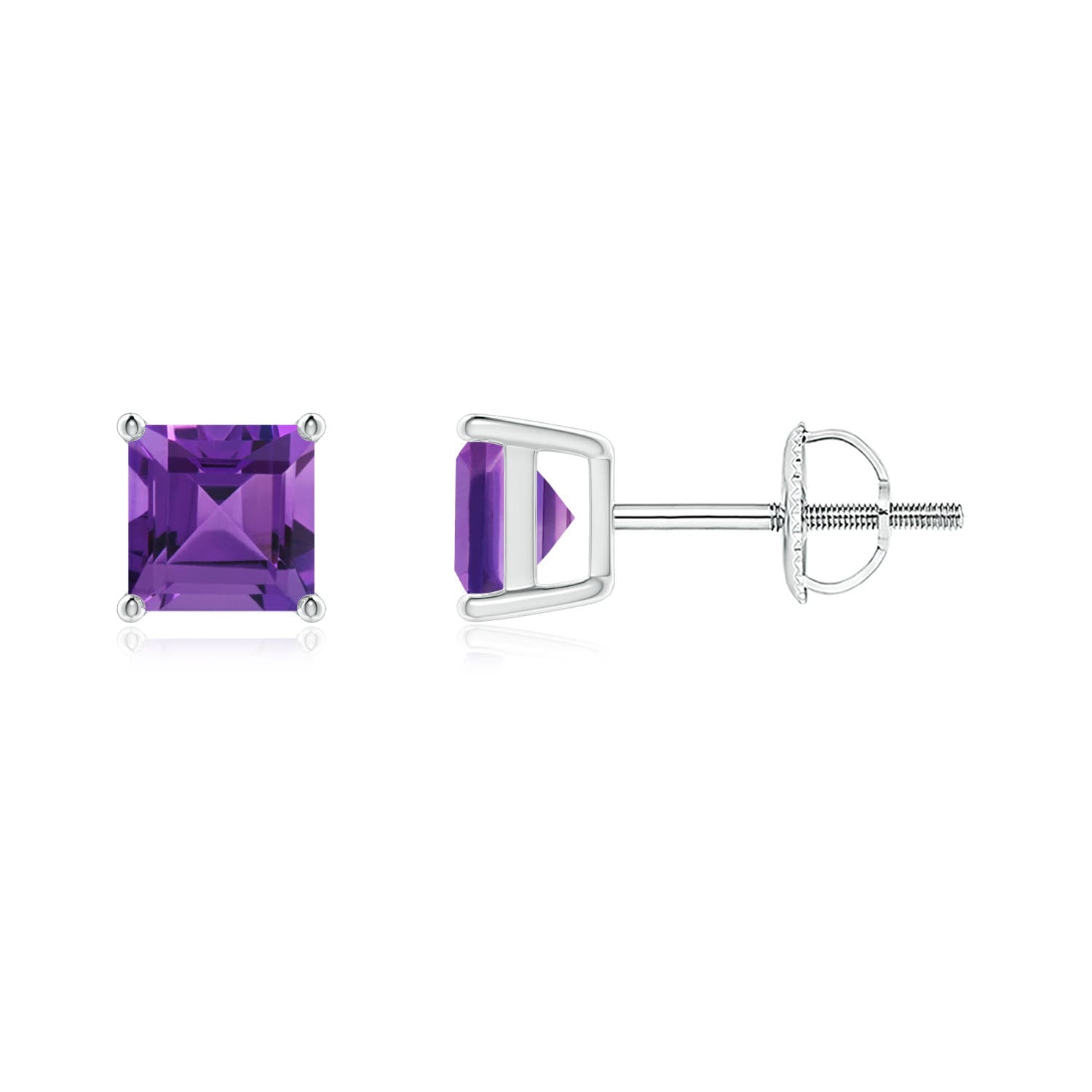 ANGARA Natural Classic Basket-Set Square 1.4 ct Amethyst Stud Earrings ...