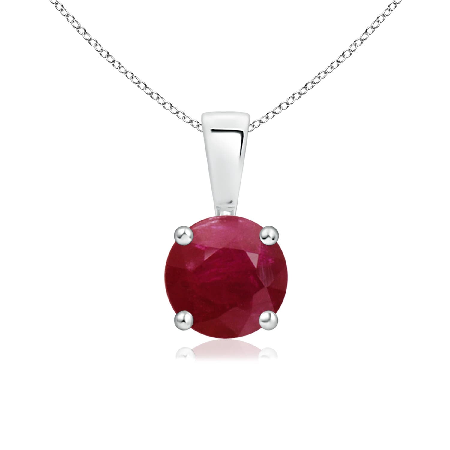 ANGARA Natural Classic Round 1 ct Ruby Solitaire Pendant in 14K White ...