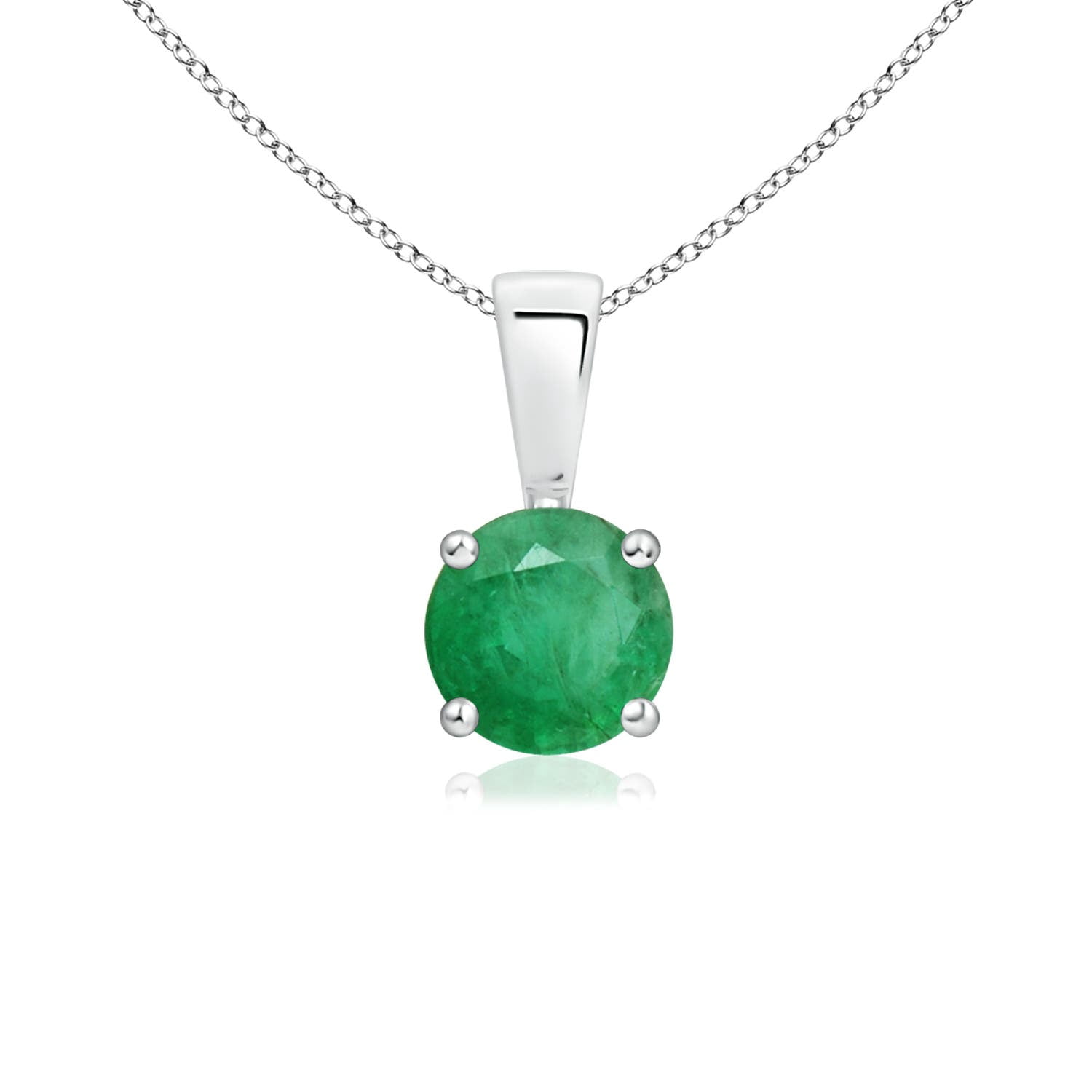 ANGARA Natural Classic Round Emerald Solitaire Pendant in 14K White ...