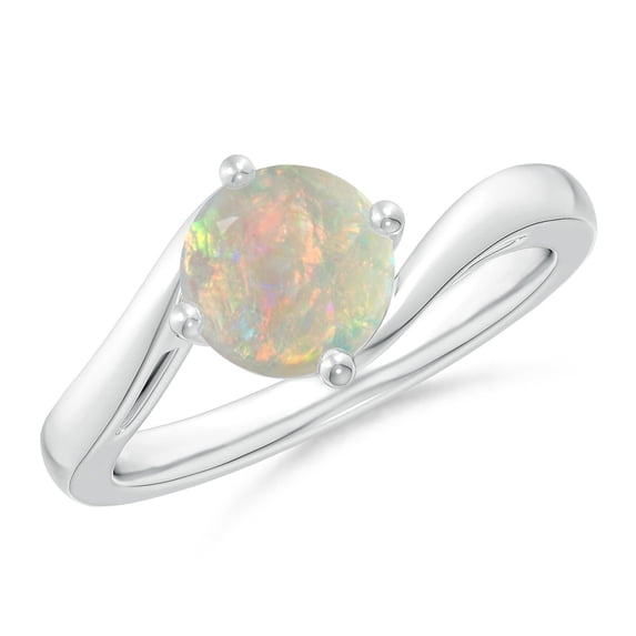 ANGARA Natural Classic Round Opal Solitaire Bypass Ring in 925 Sterling ...