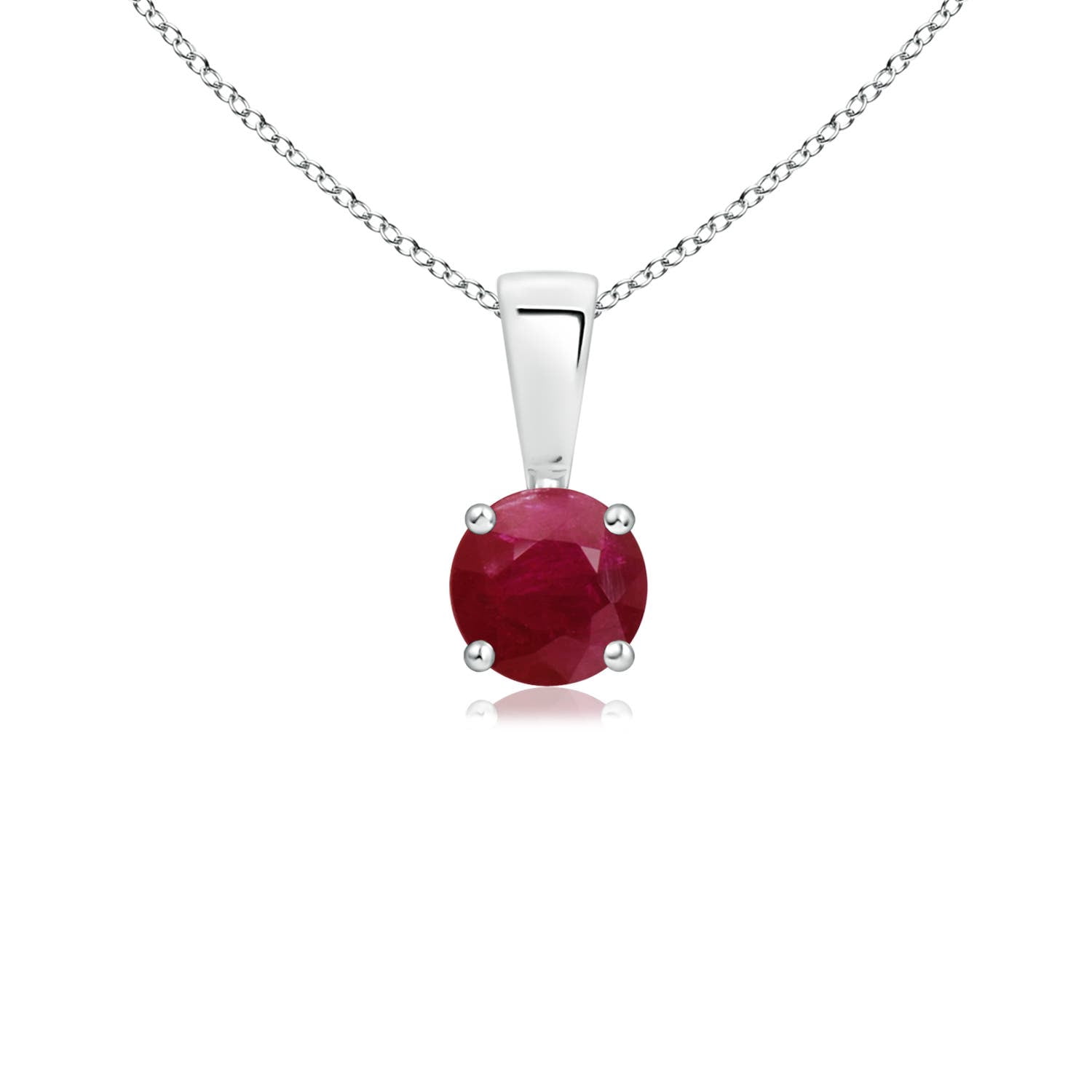 ANGARA Natural Classic Round Ruby Solitaire Pendant in 925 Sterling ...