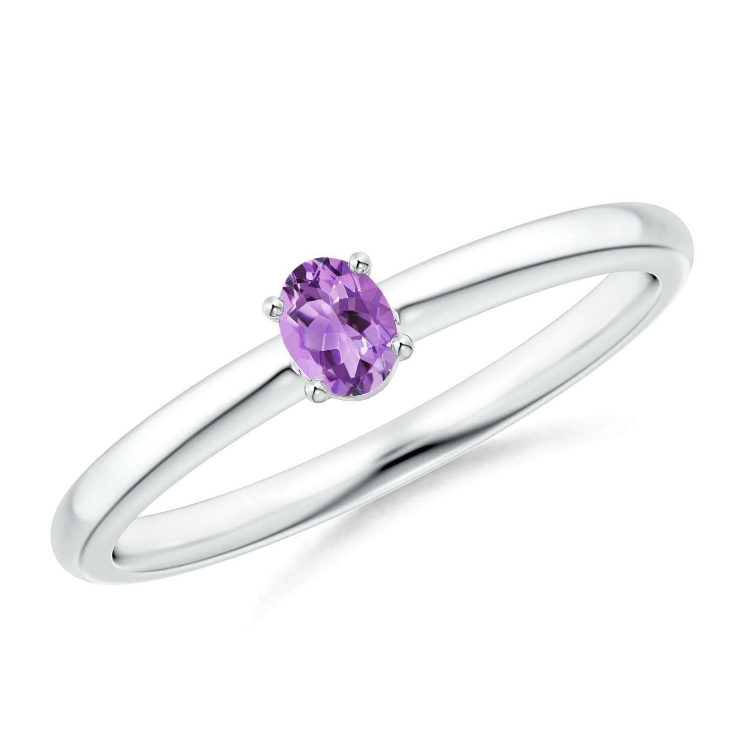 ANGARA Natural Classic Solitaire Oval Amethyst Promise Ring in 925 ...
