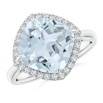 ANGARA Natural Classic Cushion 1.35 ct Amethyst Ring with Diamond Halo ...