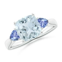 ANGARA Natural Solitaire Emerald-Cut 2.8 ct Aquamarine Split Shank Ring ...