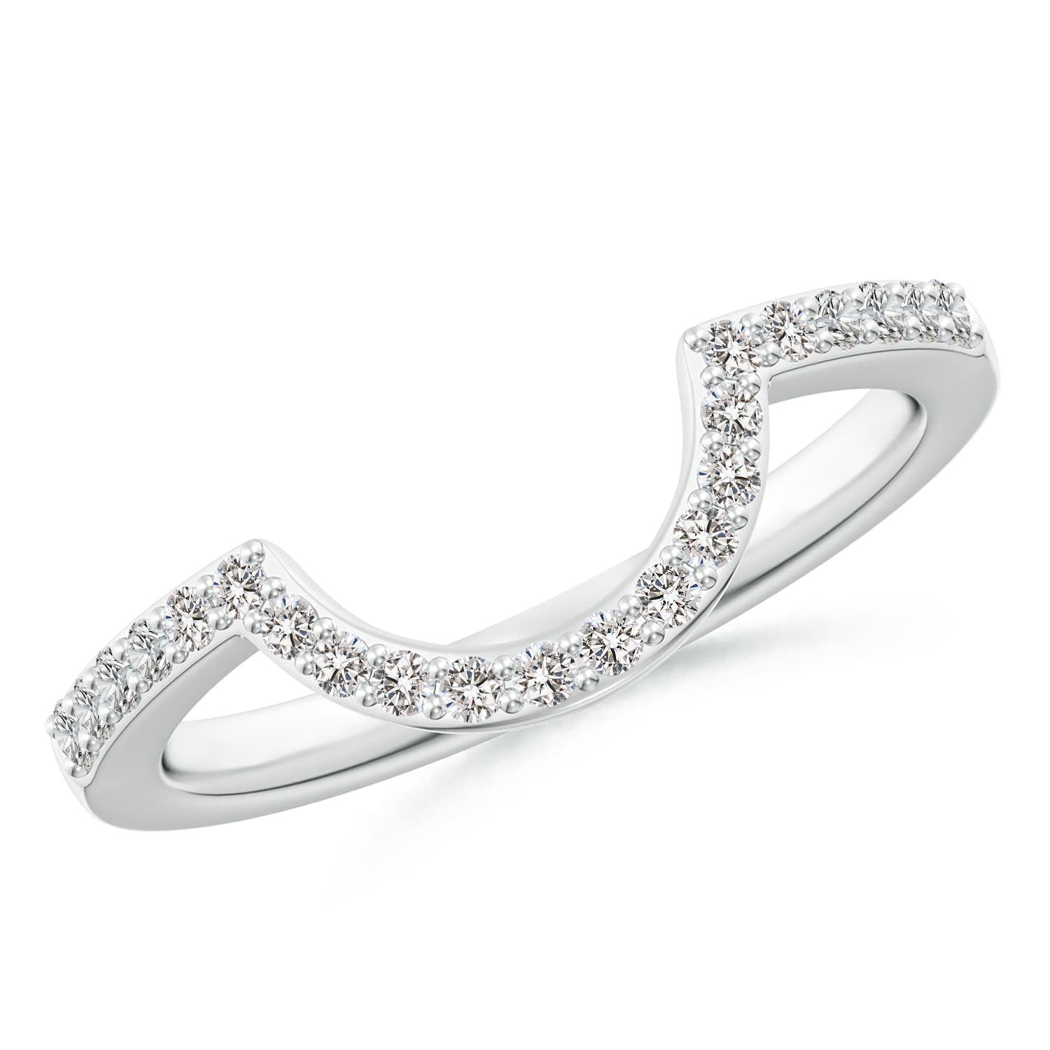 ANGARA Natural Diamond Contoured Wedding Ring in 14K White Gold for ...