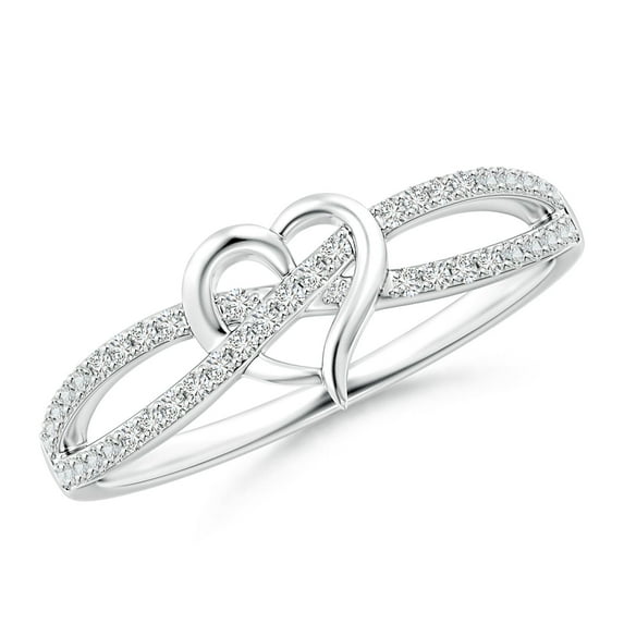 ANGARA Natural Diamond Criss Cross Heart Promise Ring in 925 Sterling Silver for Women (Size-1mm ...