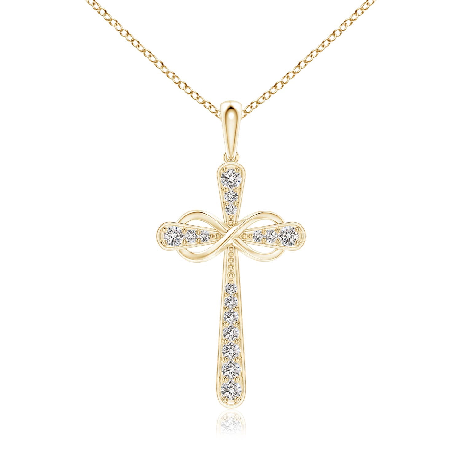ANGARA Natural Diamond Cross & Sideways Infinity Pendant in 14K Yellow ...
