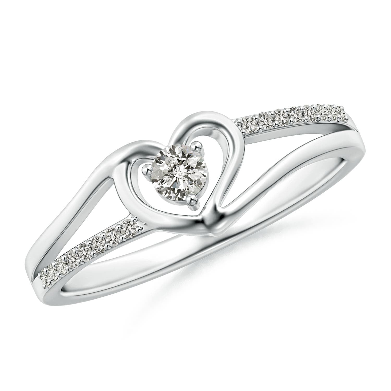 ANGARA Natural Diamond Heart Promise Ring in 14K White Gold for Women ...