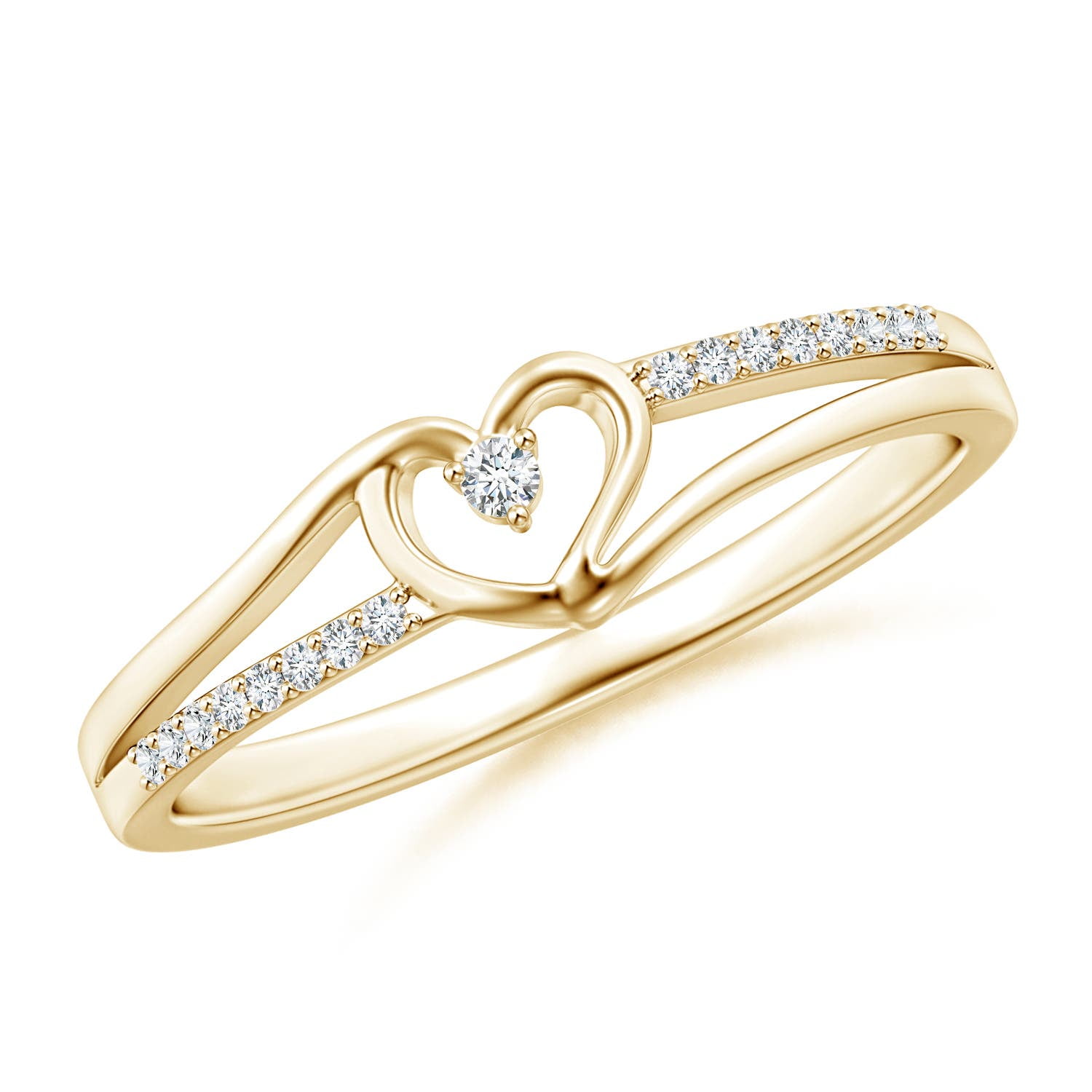ANGARA Natural Diamond Heart Promise Ring in 14K Yellow Gold for Women ...