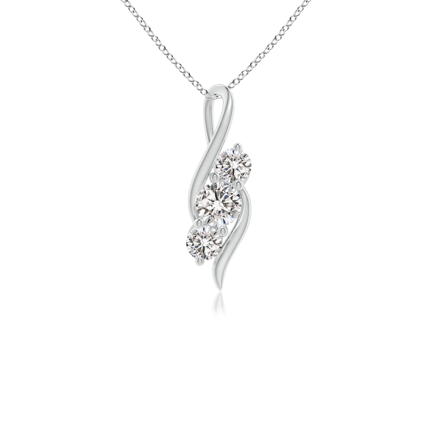 ANGARA Natural Diamond Pendant with Twisted Bale in 14K White Gold for ...