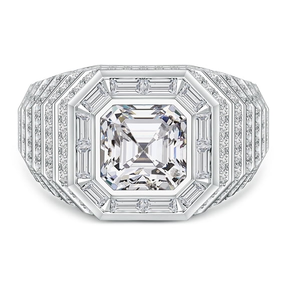 ANGARA Natural Diamond Ring for Men - Asscher-Cut Diamond Men's ...