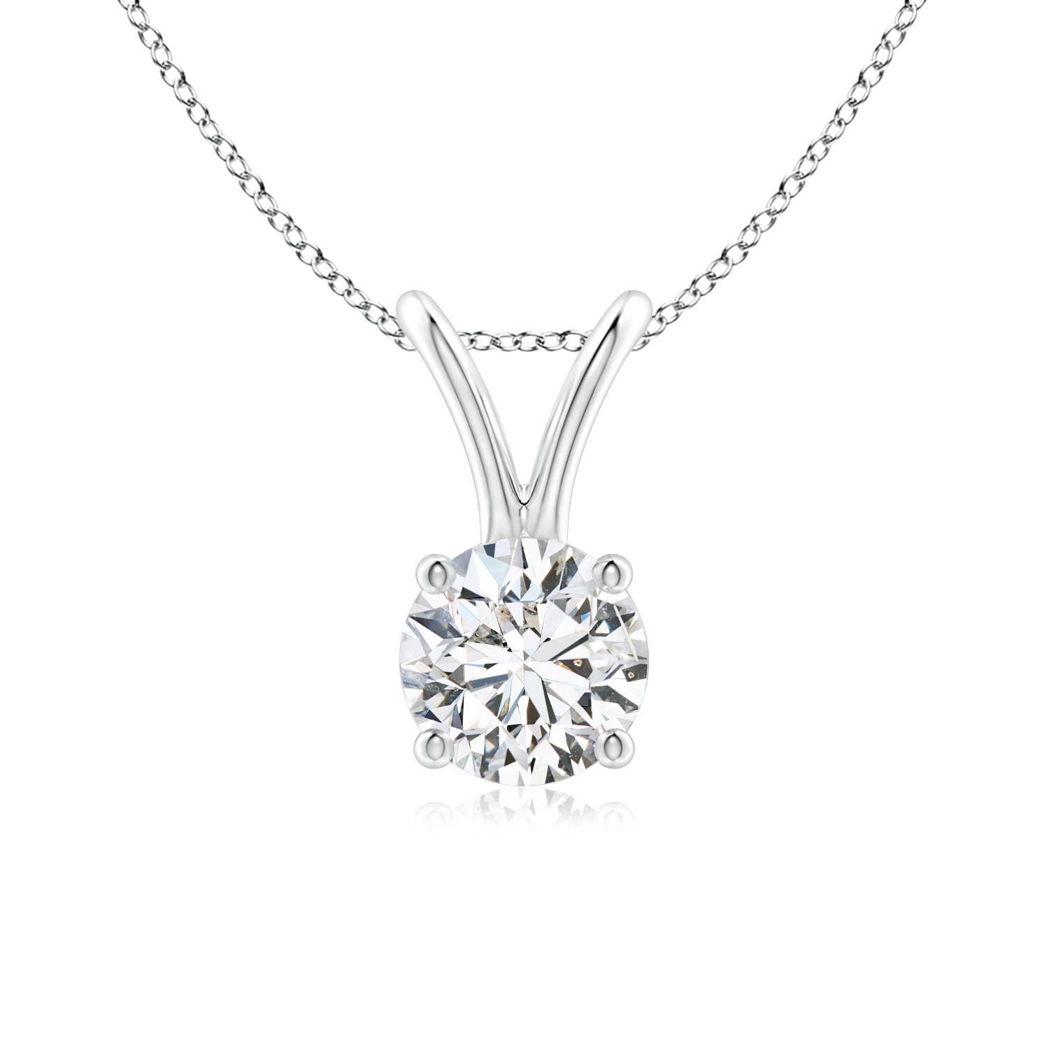 ANGARA Natural Diamond Solitaire V-Bale Pendant in 14K White Gold for ...
