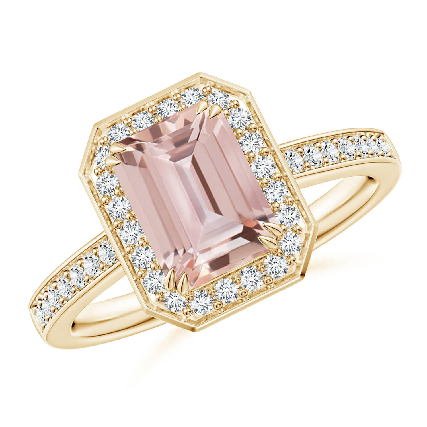 ANGARA Natural Emerald-Cut 1.4 ct Morganite Engagement Ring with ...