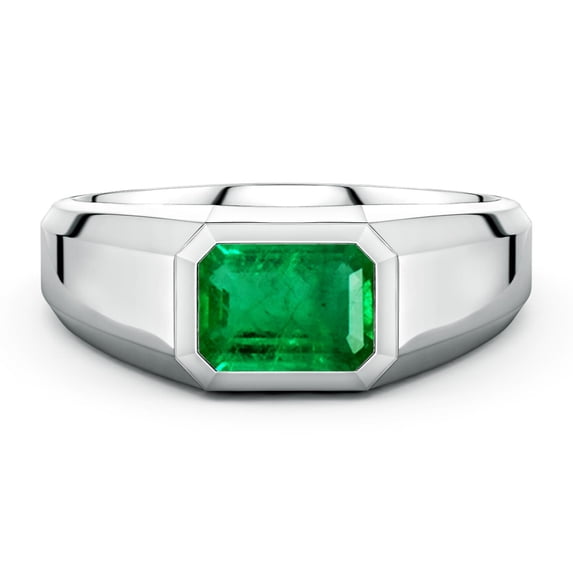 ANGARA Natural Emerald Ring for Men - Emerald-Cut Emerald Men’s Signet ...