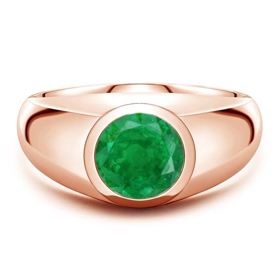 ANGARA Natural Emerald Ring for Men - Round Emerald Men’s Signet Ring ...
