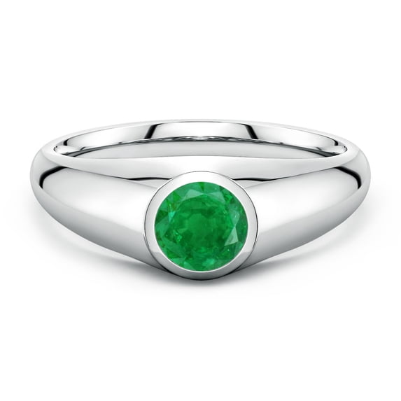 ANGARA Natural Emerald Ring for Men - Round Emerald Men’s Signet Ring ...