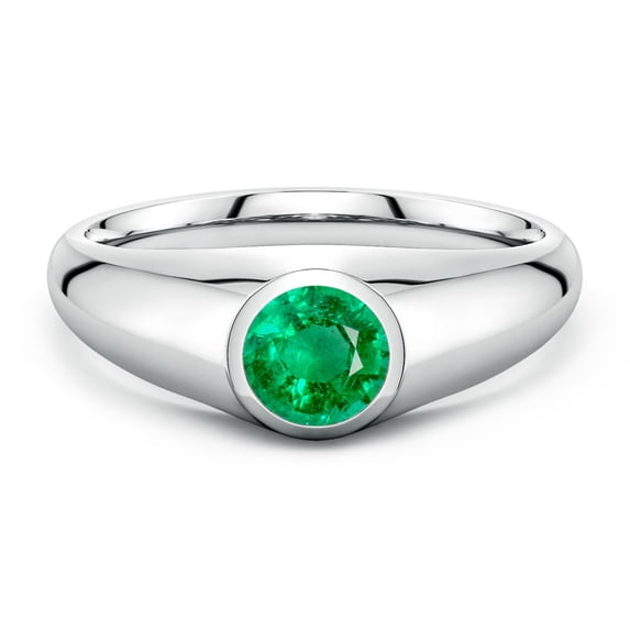 ANGARA Natural Emerald Ring for Men - Round Emerald Men’s Signet Ring ...