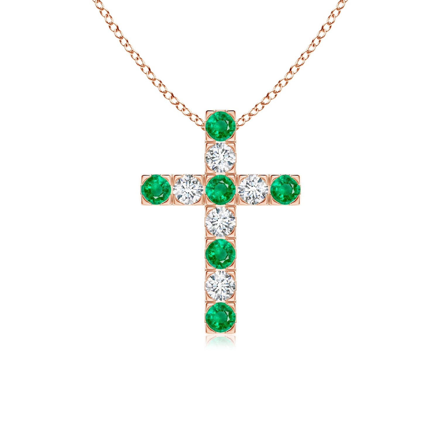 ANGARA Natural Flat Prong-Set Emerald and Diamond Cross Pendant in 14K ...