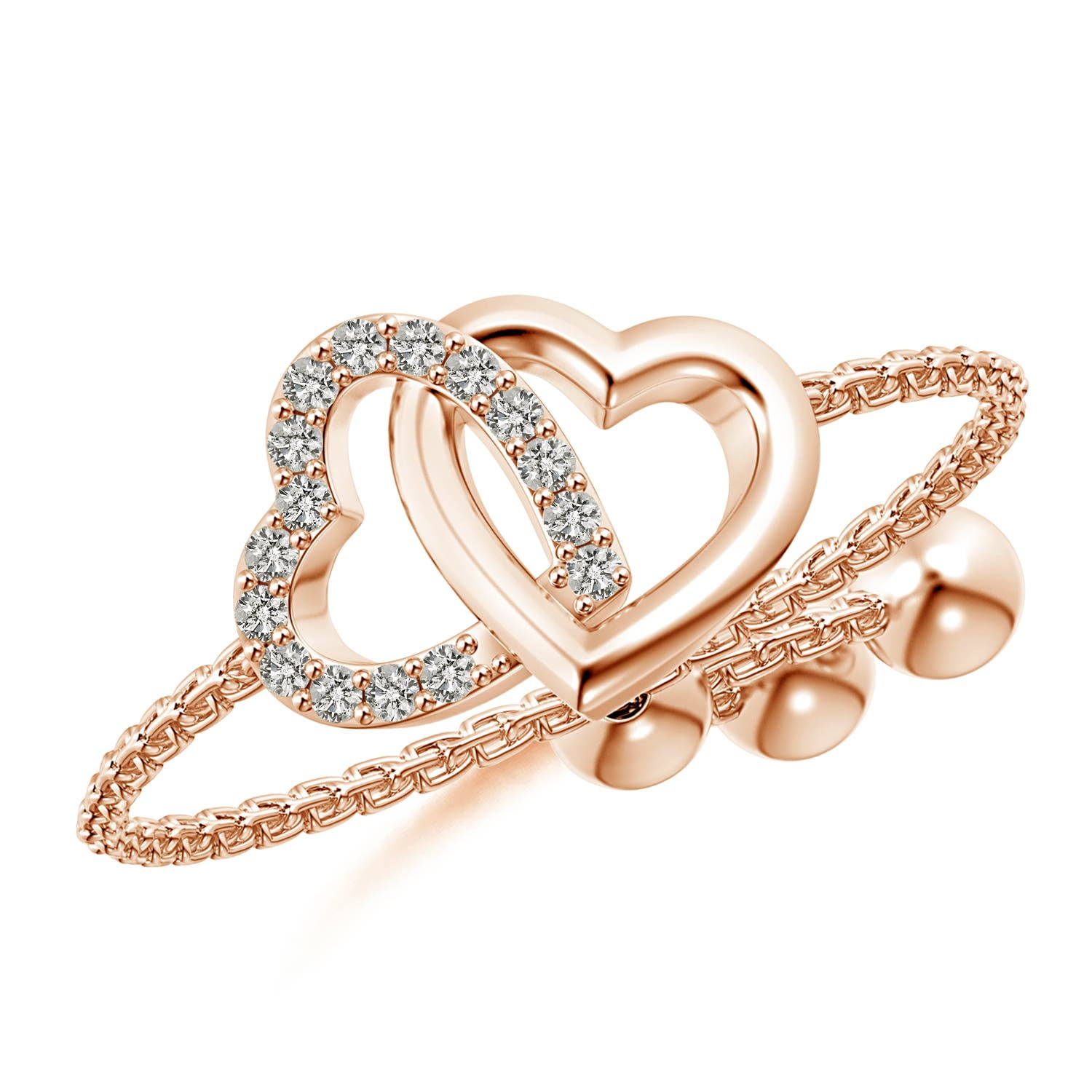 ANGARA Natural Intertwined Heart Bolo Ring with Diamonds in 14K Rose ...