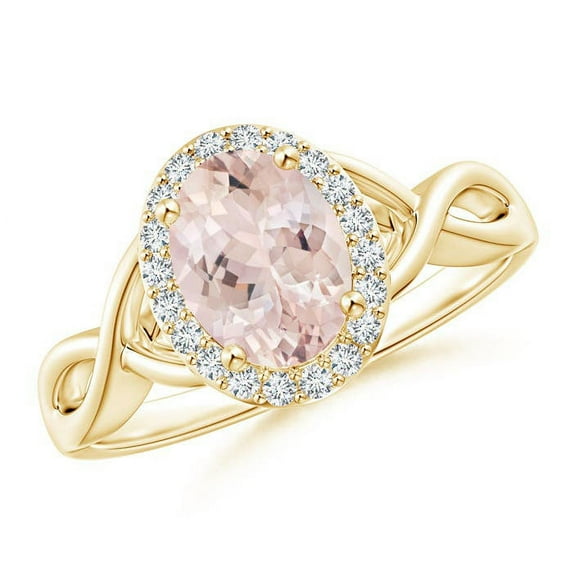 ANGARA Natural Oval 1.1 ct Morganite Infinity Ring with Diamond Halo in ...